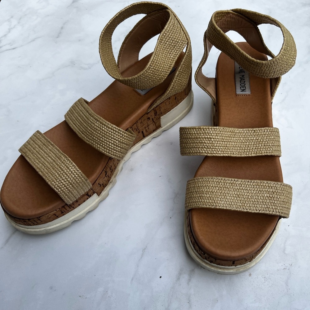 Steve Madden Raffia Strapped Platform Sandal - Gem